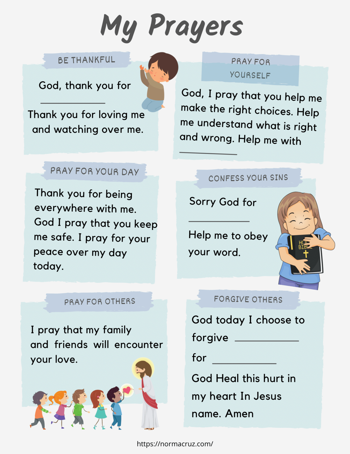 Free Kids Prayer Printable – Norma Cruz